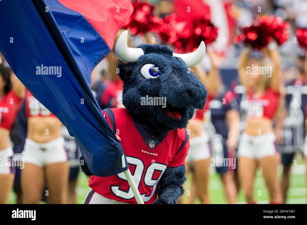 Houston, TX, USA. 1st Oct, 2023. Houston Texans mascot Toro performs ...