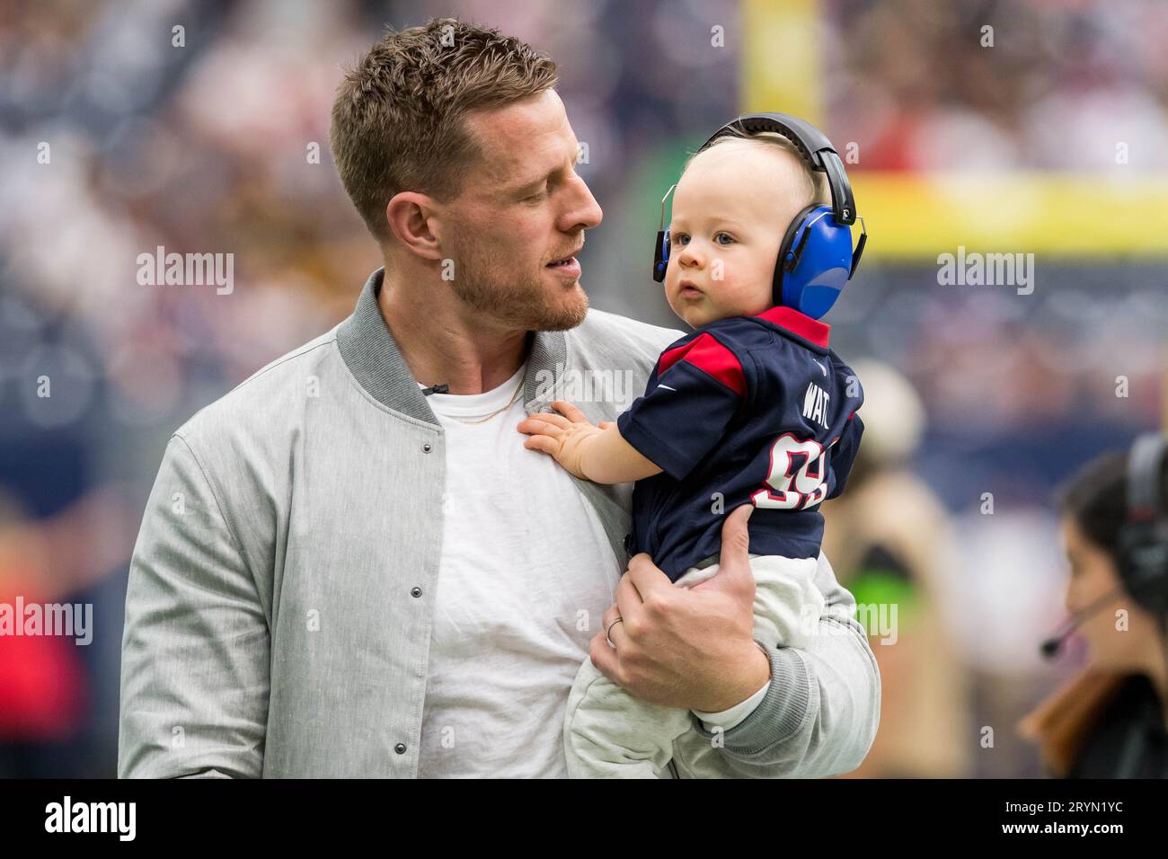 October 1, 2023: Former Houston Texans player J.J. Watt walks with his ...