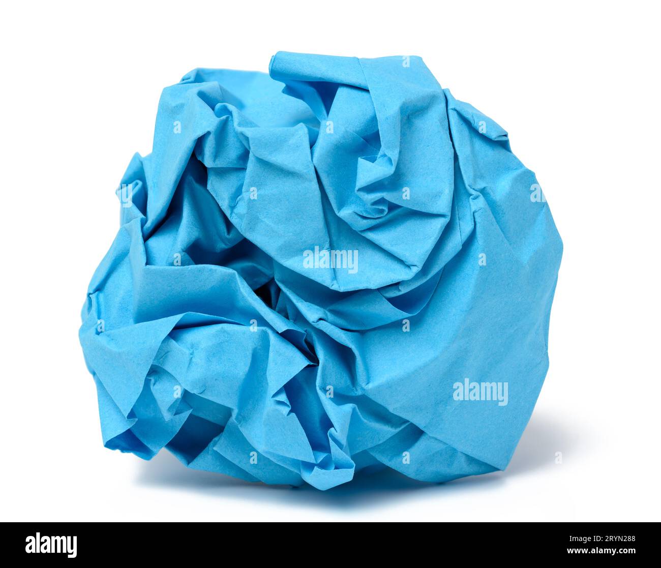 Blue crumpled ball of paper on a white isolated background Stock Photo ...