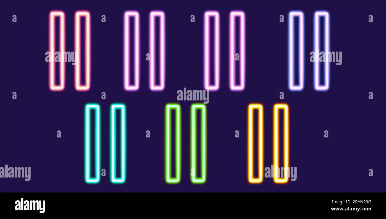 set play, stop and pause glowing desktop icon, neon sticker, neon ...
