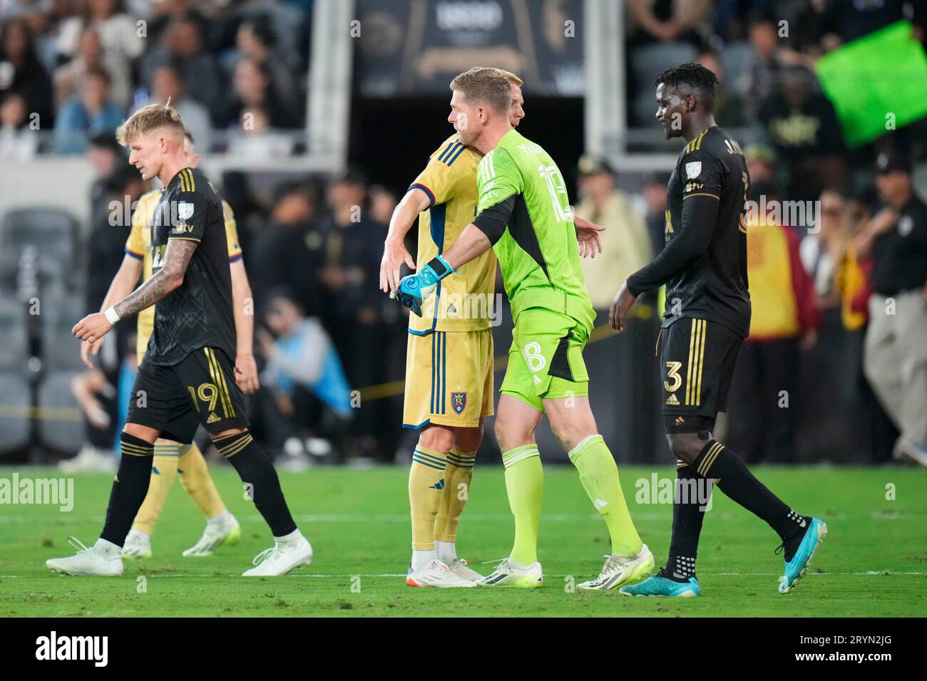 Real Salt Lake midfielder Maikel Chang, center left, and goalkeeper Zac ...