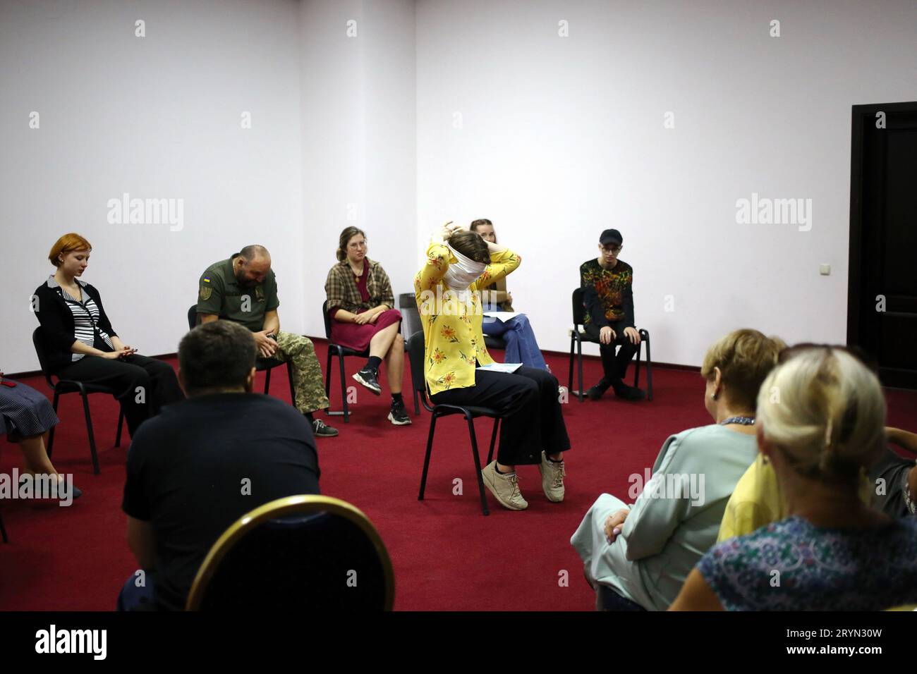 Odessa, Ukraine. 01st Oct, 2023. Actors of the "Lyuty Theater" are seen ...