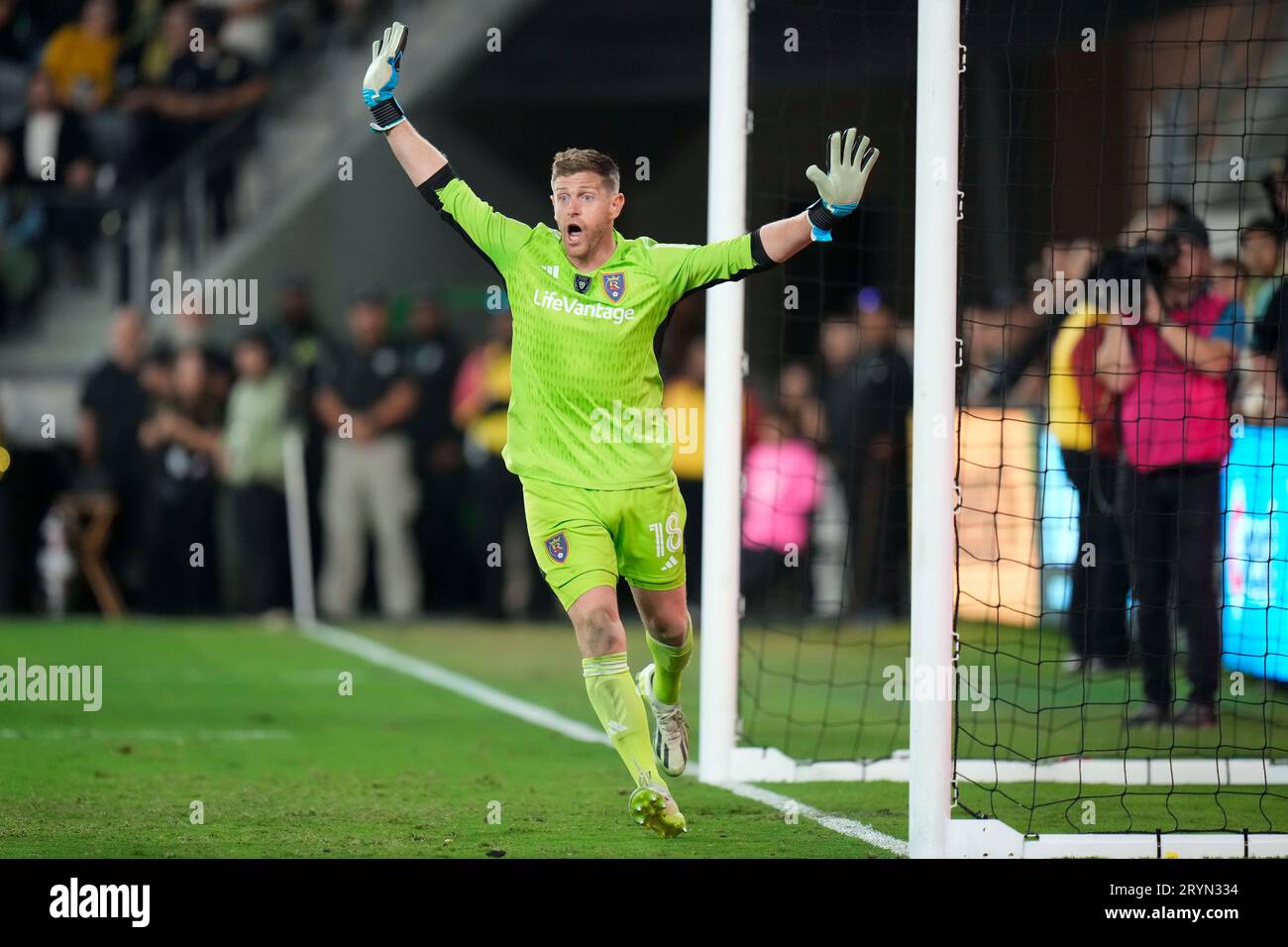 Real Salt Lake goalkeeper Zac MacMath watches the ction during the ...