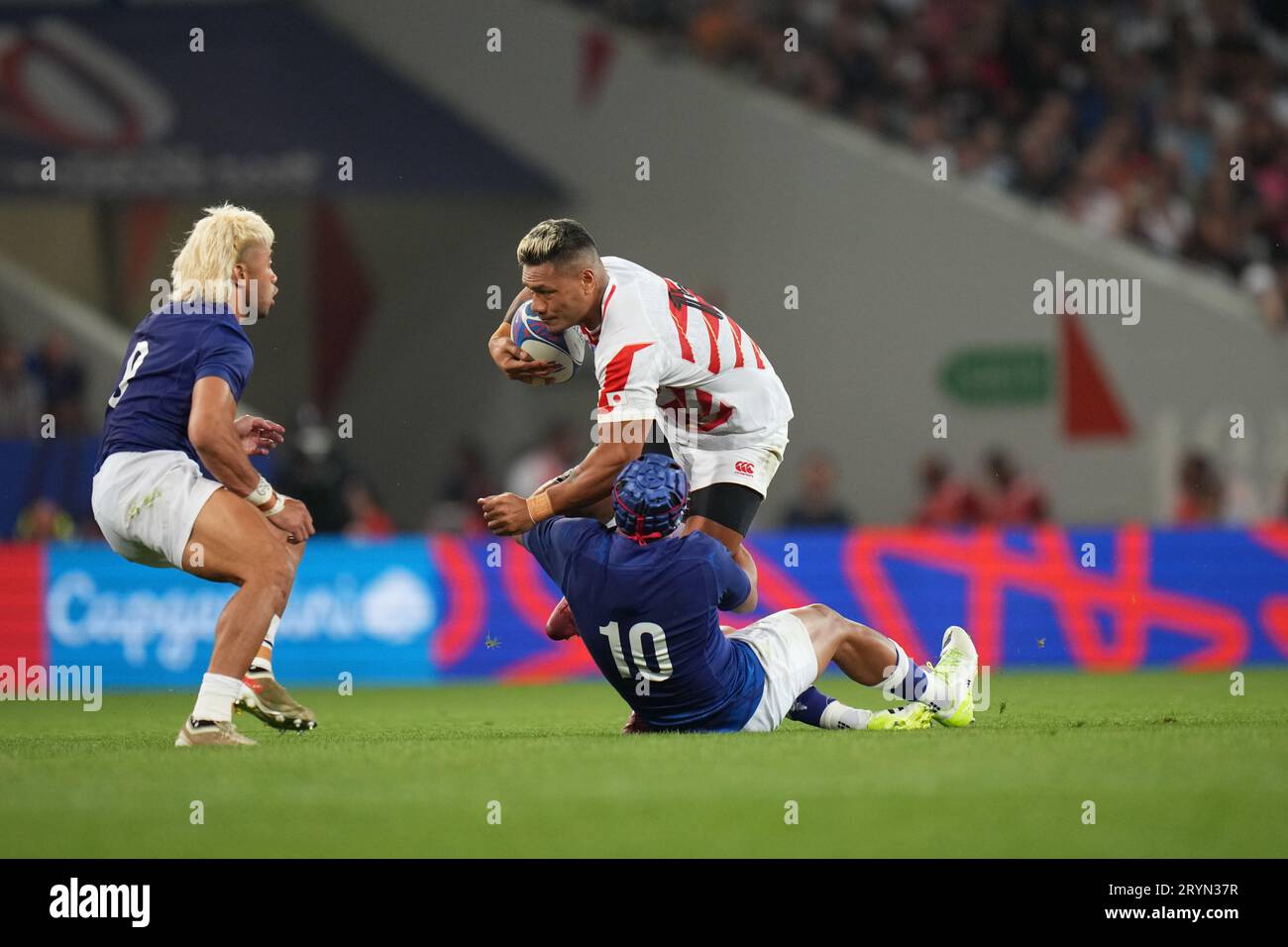 Japan's Lomano Lava Lemeki during the 2023 Rugby World Cup Pool D match between Japan and Samoa ...