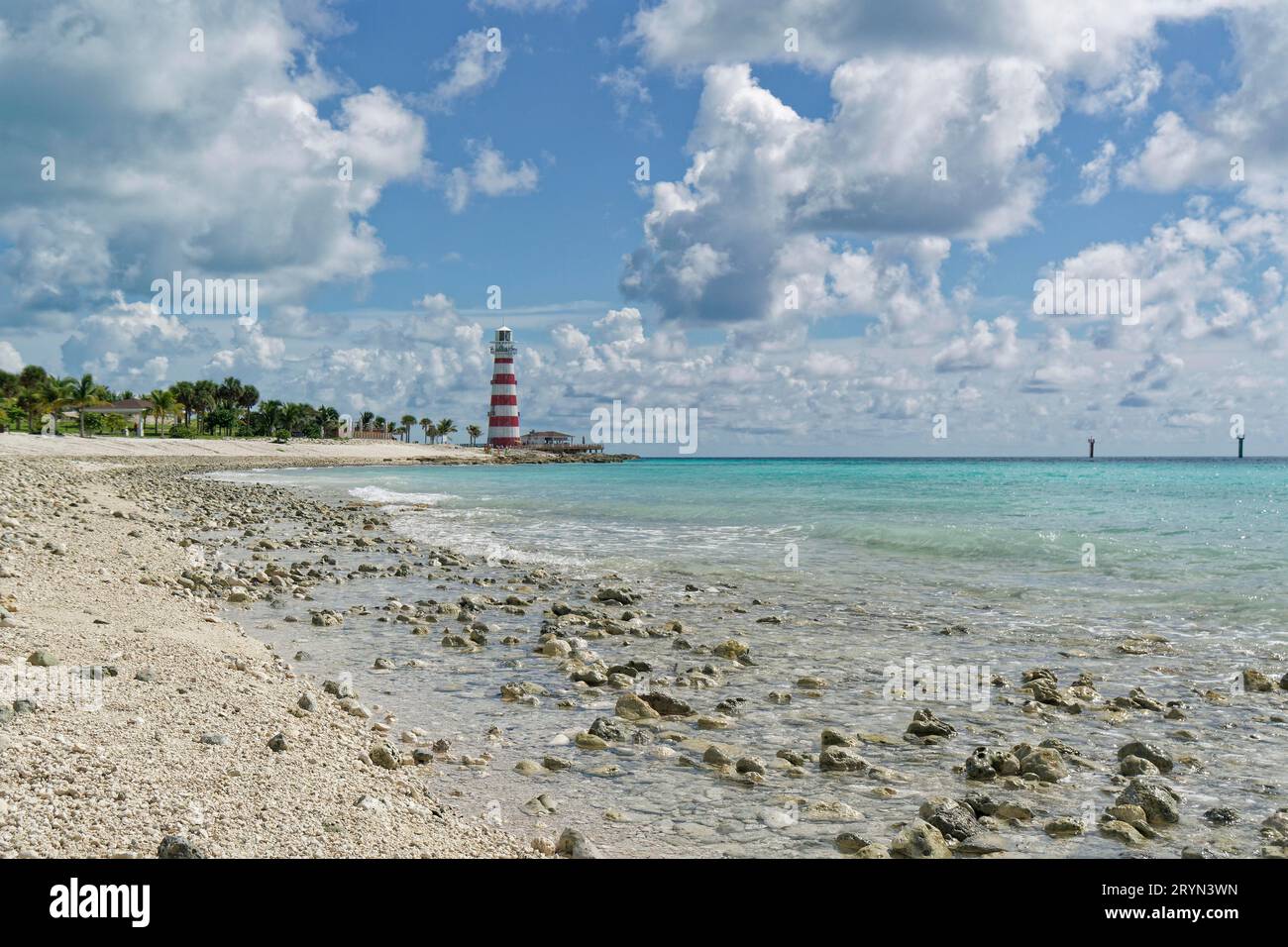 Sunset Beach Beach and Lighthouse of the private island of the cruise ...