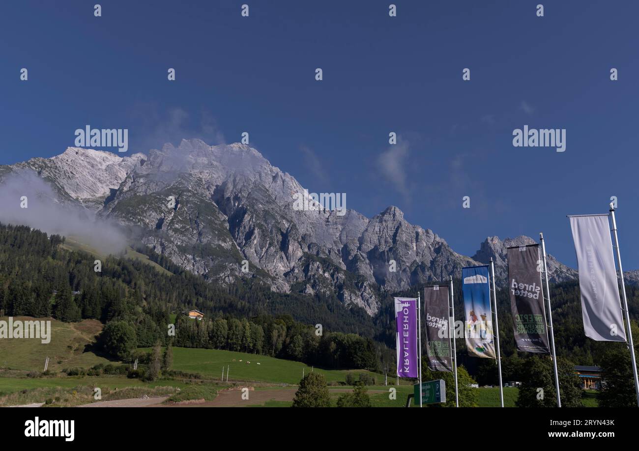 Mountain panorama of the Leoganger Steinberge in Leogang, Salzburg ...