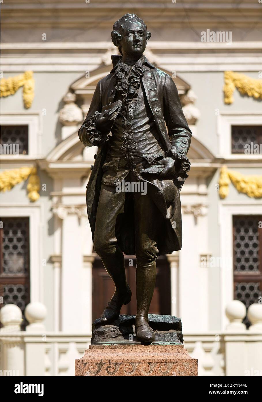 Bronze statue of the Goethe monument on the Naschmarkt in front of the ...