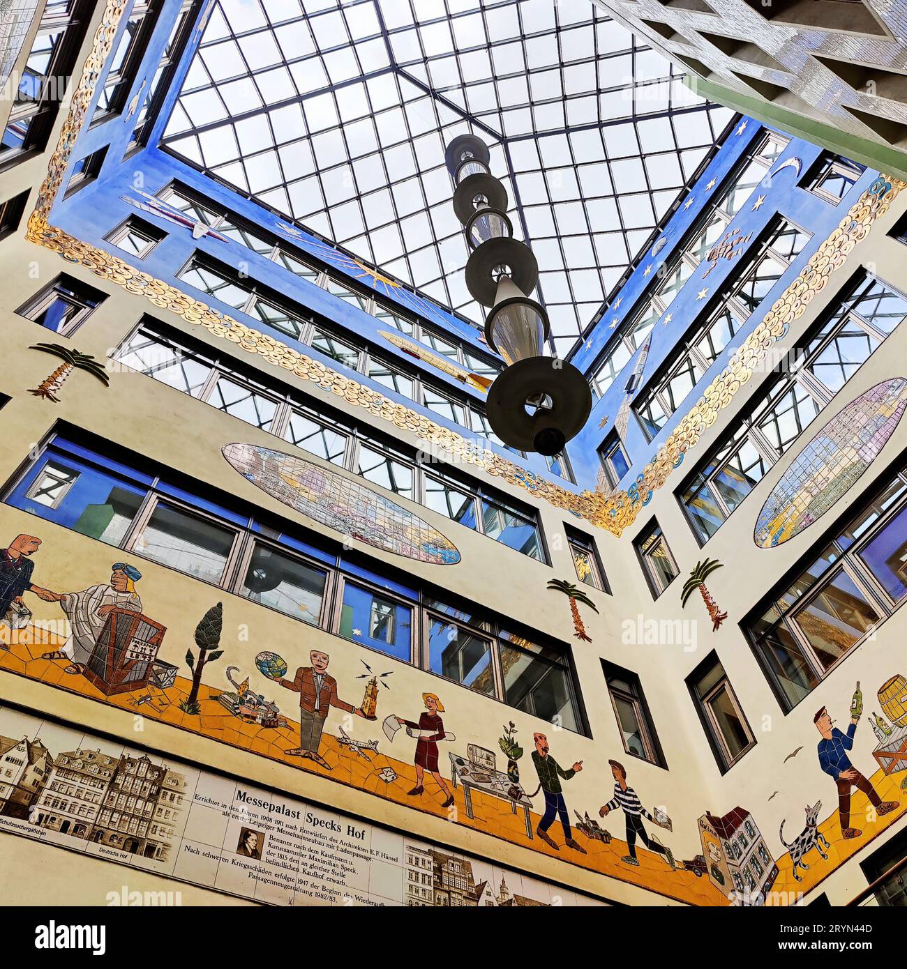 Interior view of Specks Hof, atrium B, shopping arcade, Leipzig, Saxony ...
