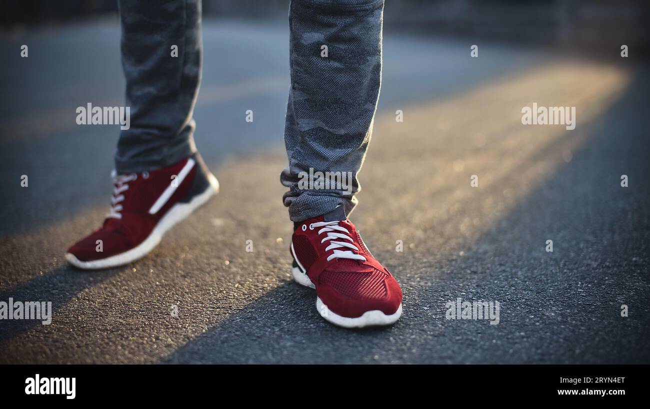 Red and black sneakers hi-res stock photography and images - Alamy
