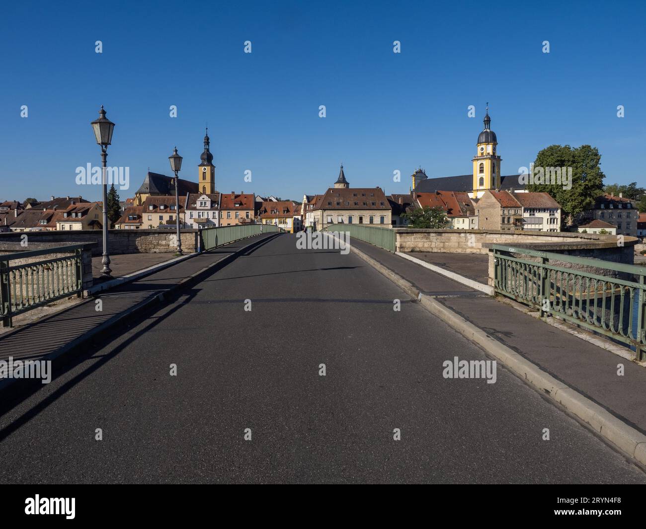 View of townscape on the Main with St. Johannes Church and historic Old ...