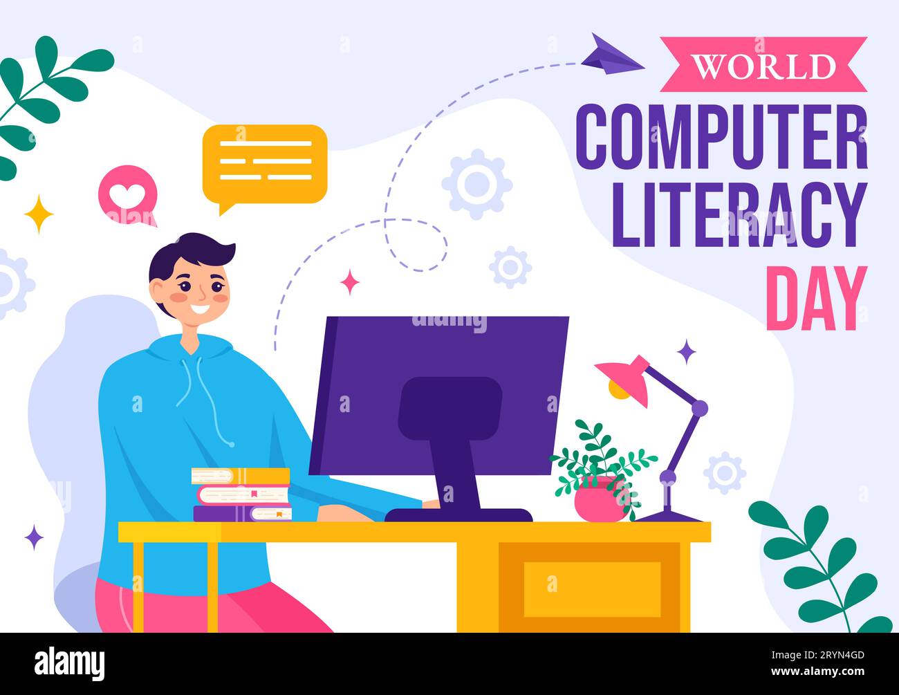 World Computer Literacy Day Vector Illustration on December 2 with Book ...