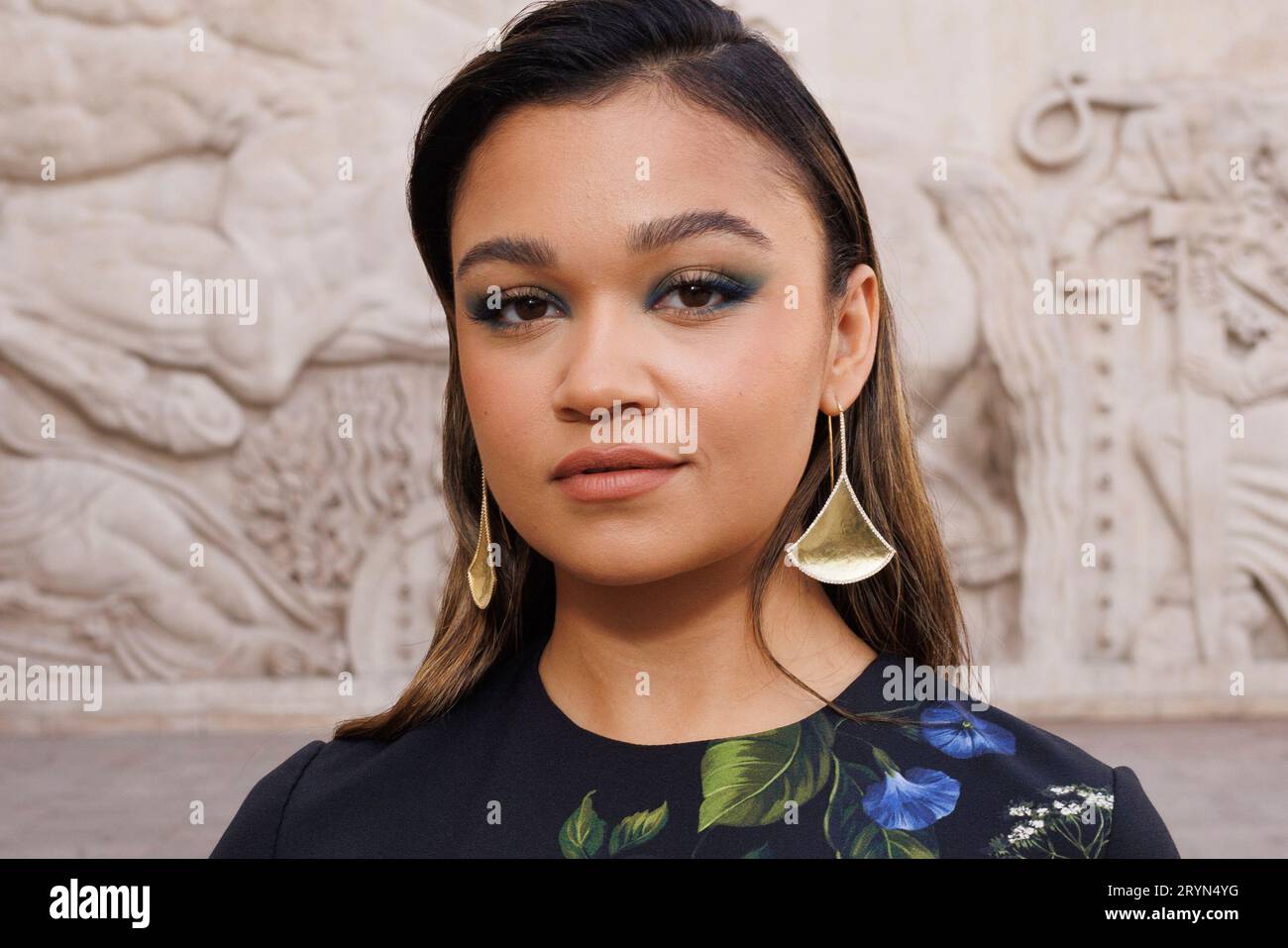 Madison Bailey arrives for the Elie Saab Spring/Summer 2024 womenswear ...