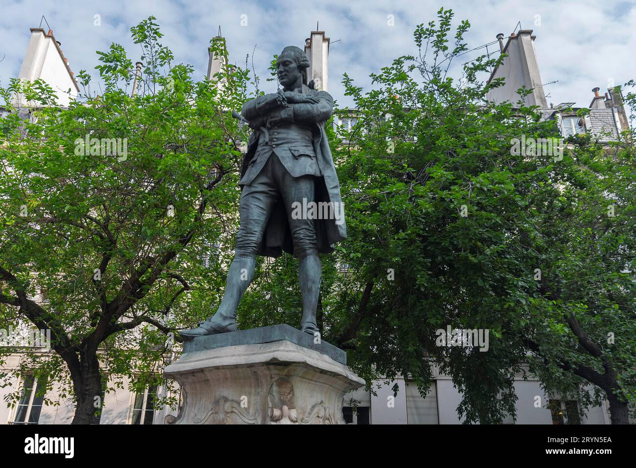 Statue of the Universal Man Pierre-Augustin Caron de Beaumarchais 1732-1799, Paris, France Stock ...