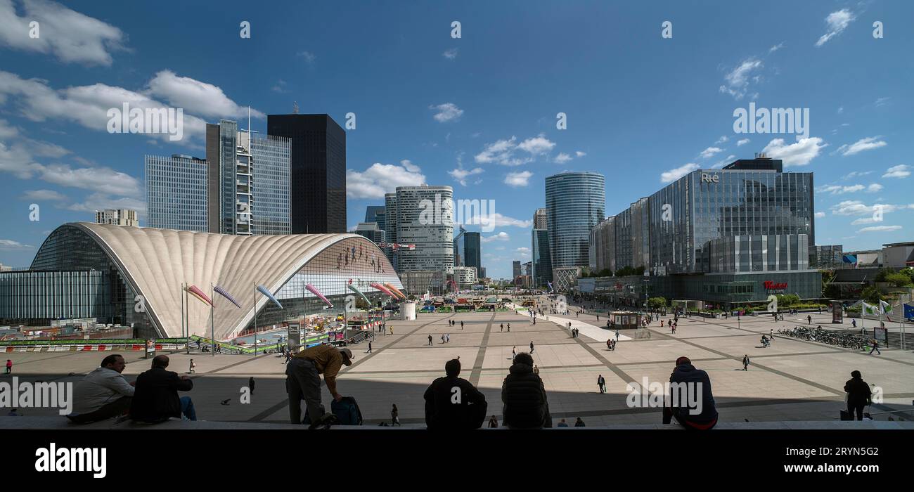 View from the Grand Arche onto La Defence, the New High Quarter, the ...