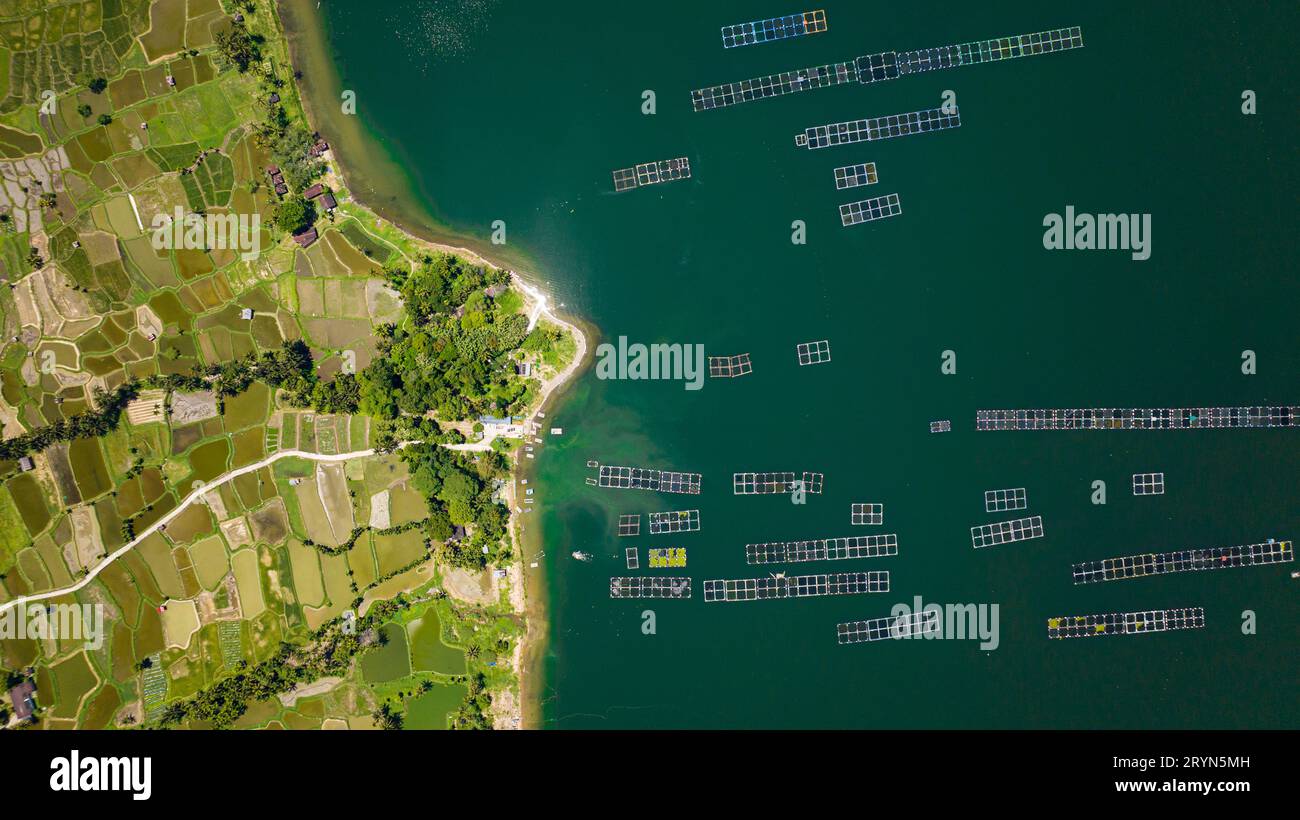 Agriculture in Sumatra with farmland and fish farm. Sumatra. Indonesia ...