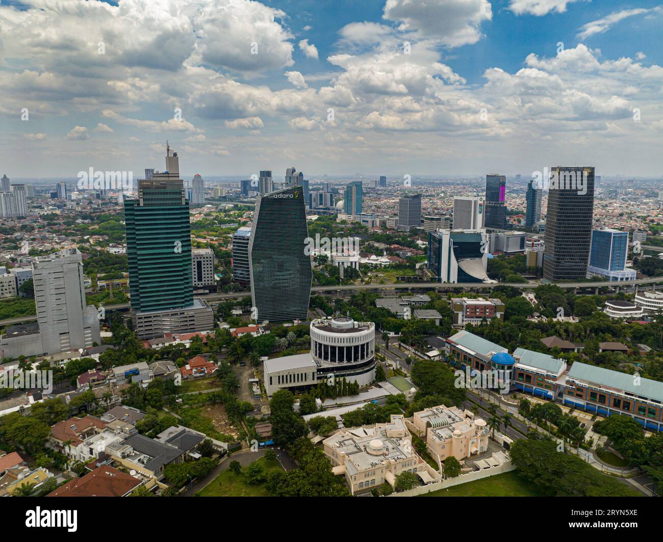 Jakarta downtown landscape from drone hi-res stock photography and ...