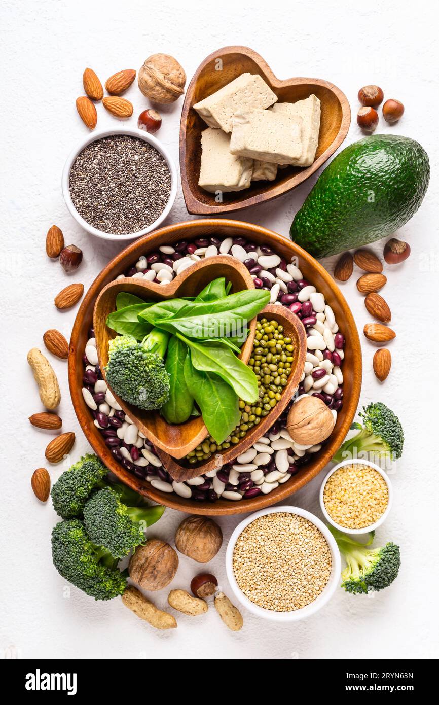 Sources of vegetable protein and Superfood. variety of healthy ...