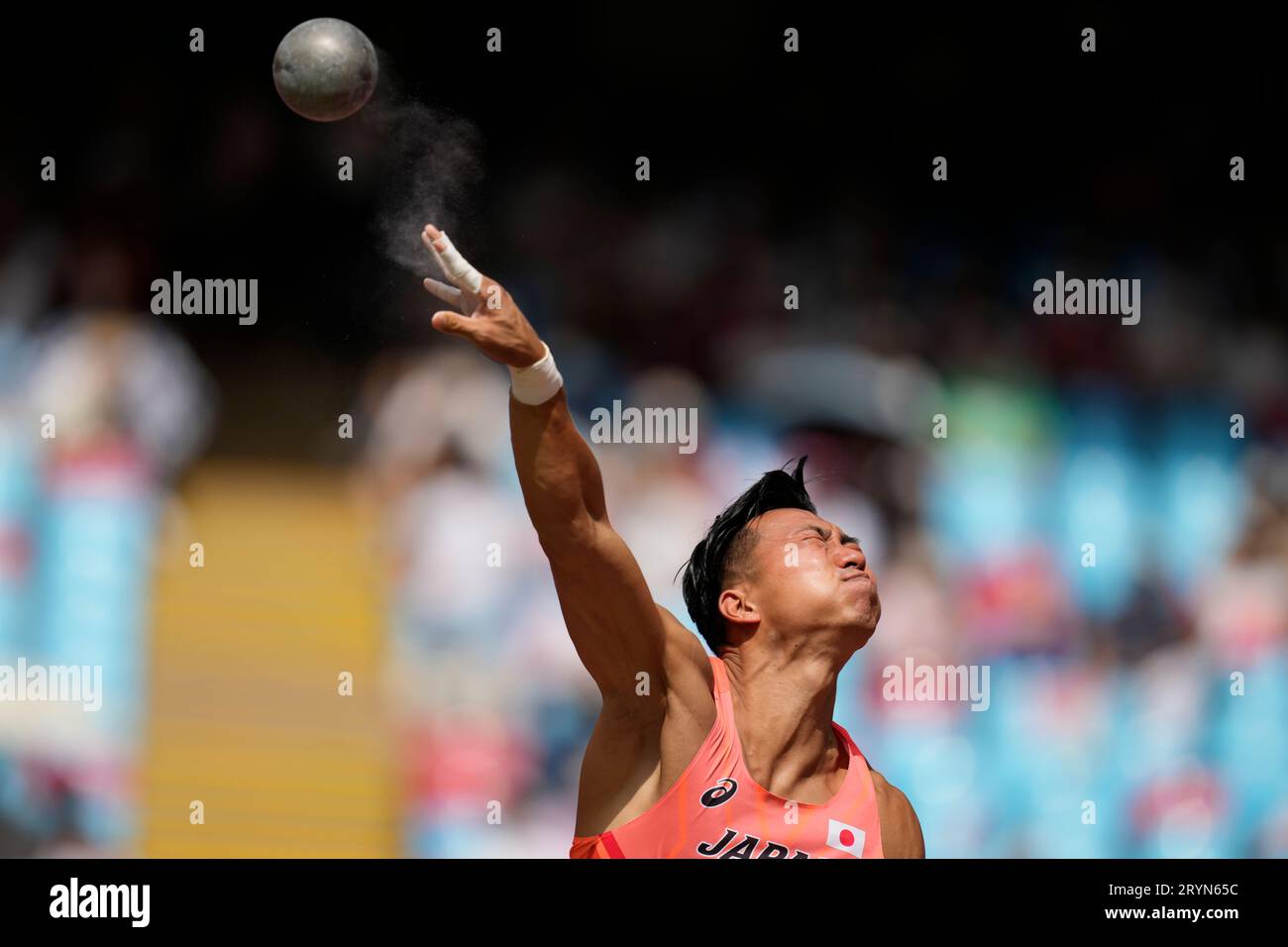 Japan's Yuma Maruyama competes during the men's decathlon shot put at ...