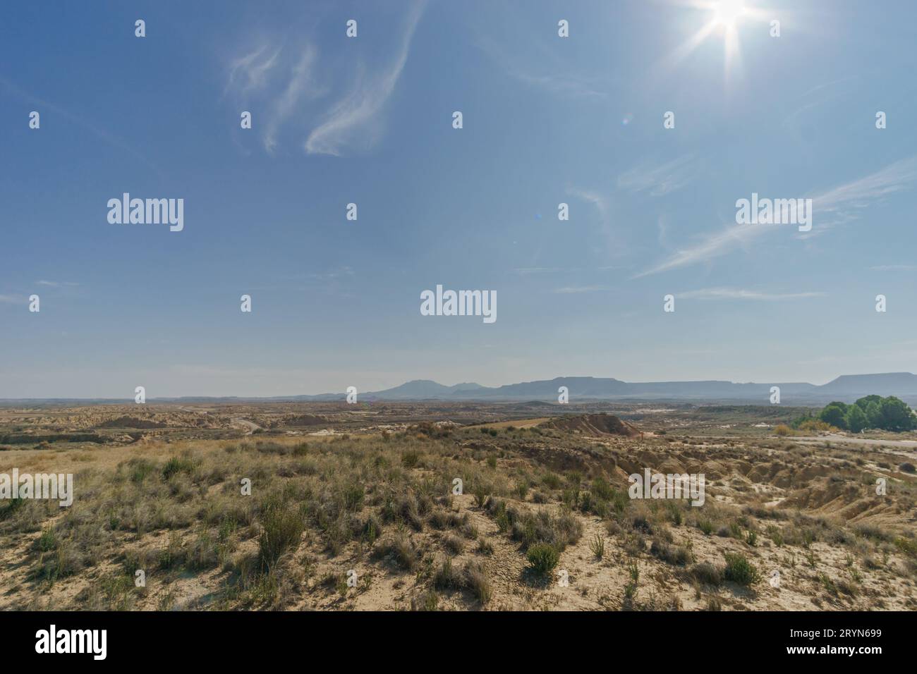 Desert landscape of the arid plateau of the Bardenas Reales, Arguedas ...