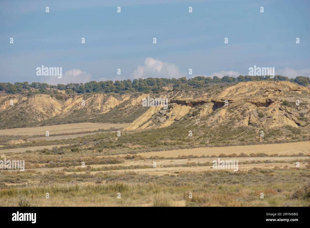 Desert landscape of the arid plateau of the Bardenas Reales, Arguedas ...