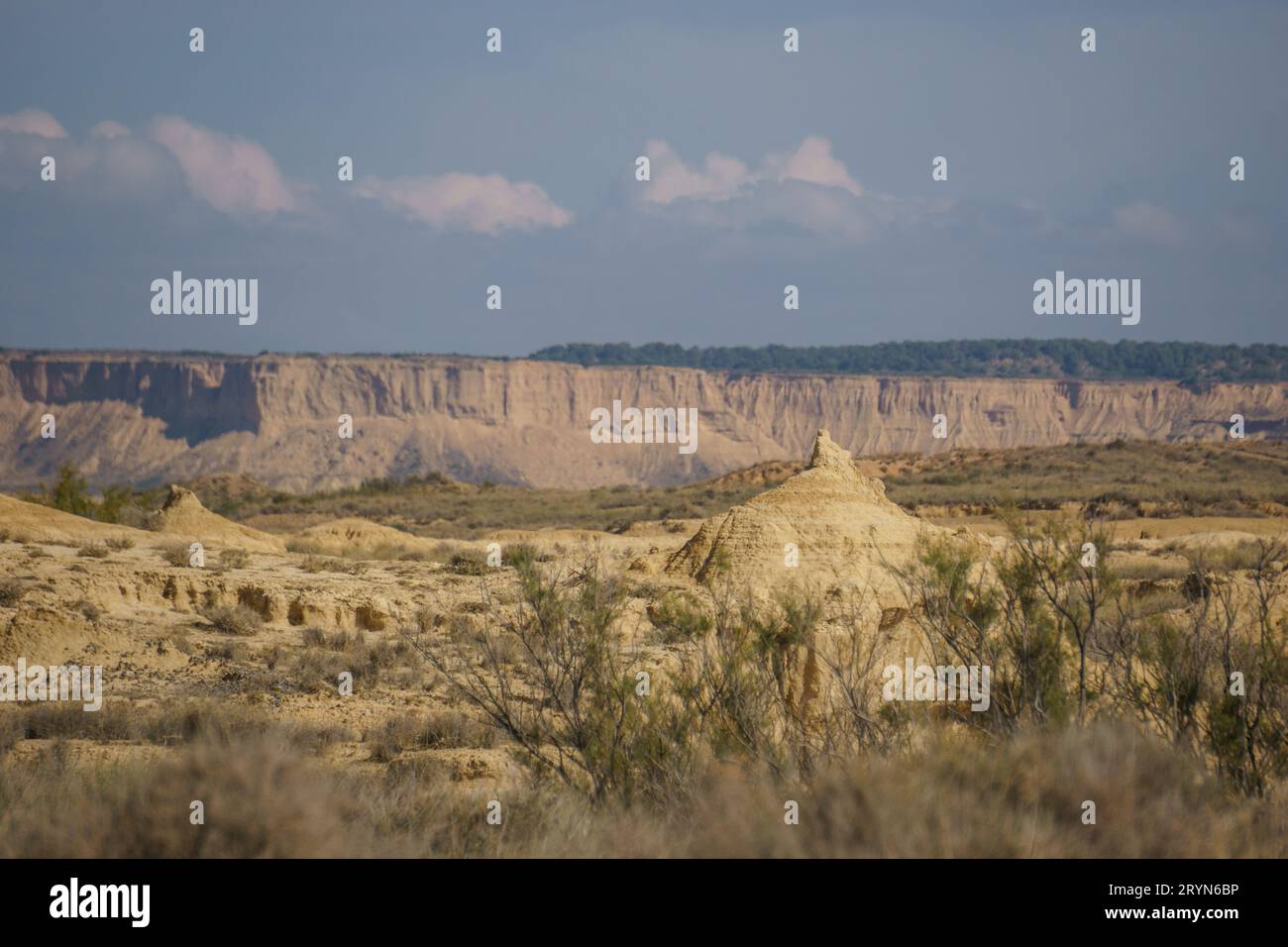 Desert landscape of the arid plateau of the Bardenas Reales, Arguedas ...