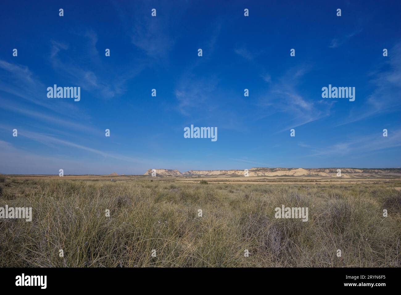 Desert landscape of the arid plateau of the Bardenas Reales, Arguedas ...