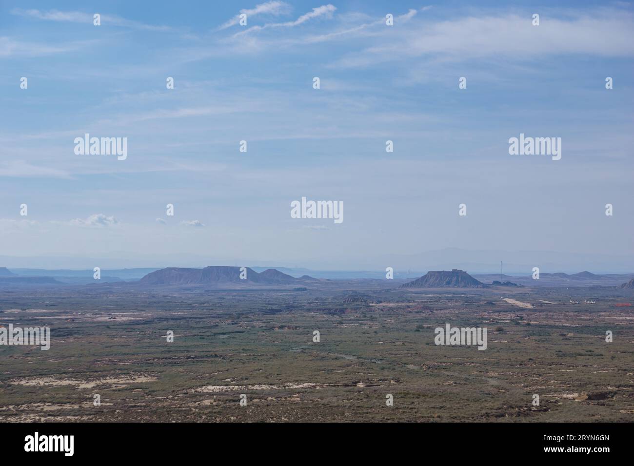 Desert landscape of the arid plateau of the Bardenas Reales, Arguedas ...