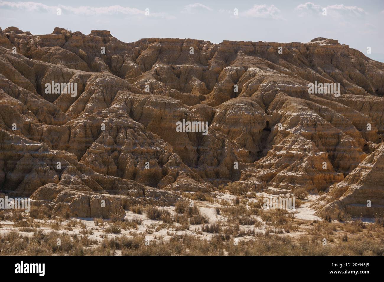 Rock formations at desert landscape of the arid plateau of the Bardenas ...