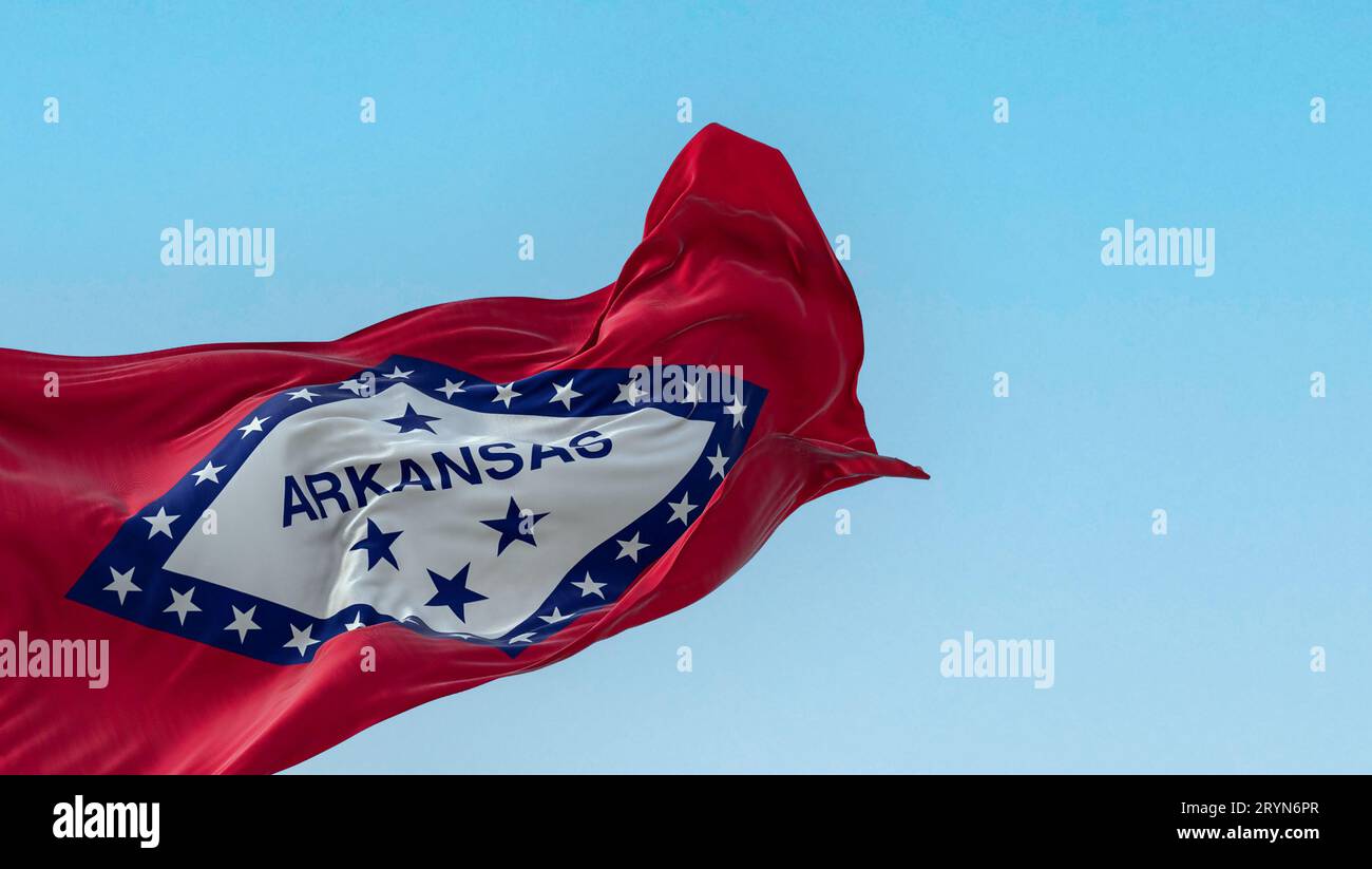 Arkansas state flag waving hi-res stock photography and images - Alamy
