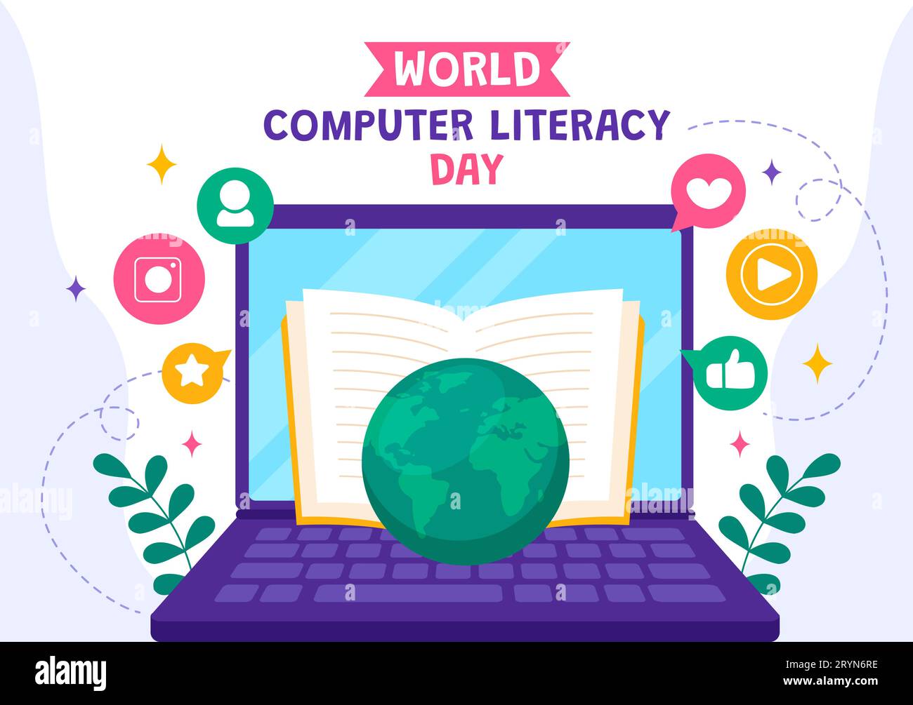 World Computer Literacy Day Vector Illustration on December 2 with Book ...