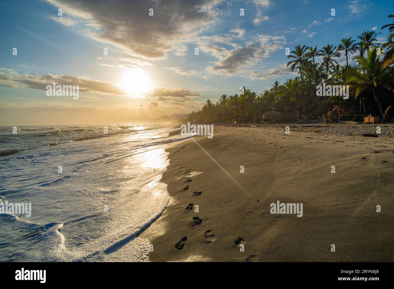 Gorgeous Caribbean beach at sunrise. Costeno beach on the Caribbean ...