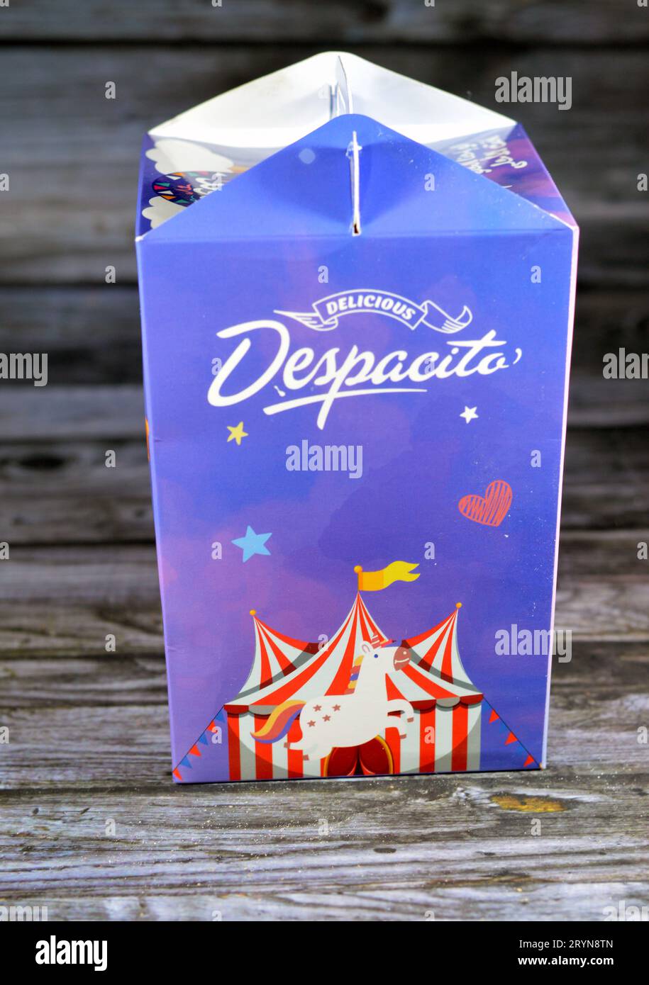 Cairo, Egypt, September 27 2023: Despacito Patisserie collection of Eastern candy Noga, peanuts ...