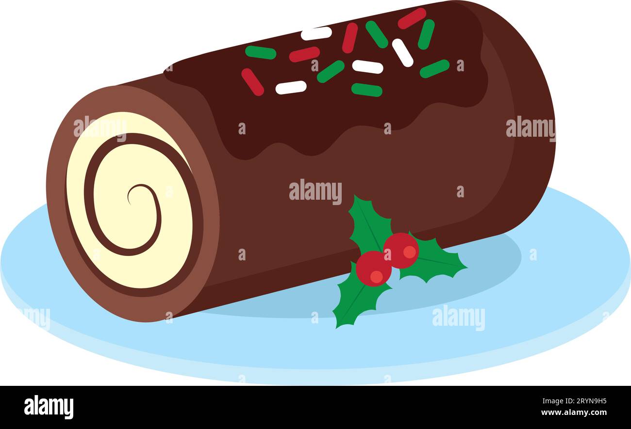 Chocolate roll cake christmas Stock Vector Images - Alamy