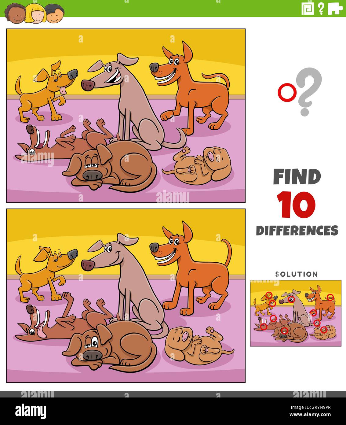 Cartoon illustration of finding the differences between pictures ...