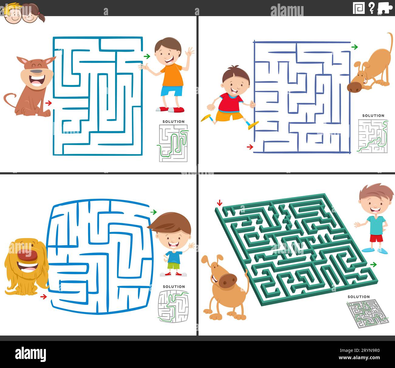 Cartoon illustration educational maze labyrinth hi-res stock ...