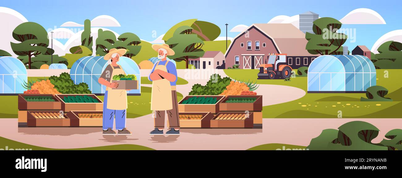 farmers holding basket full of fresh vegetables happy labor day ...