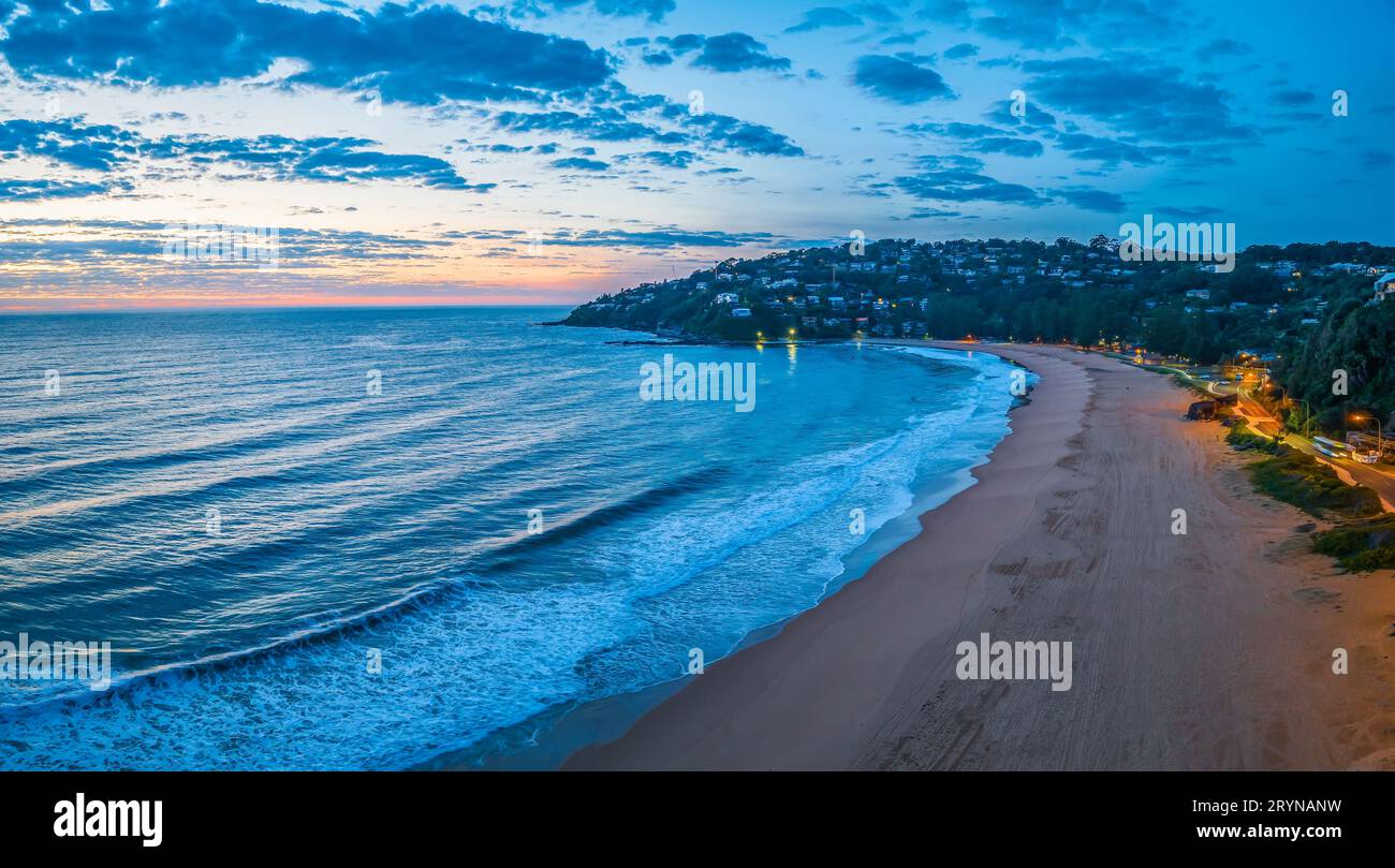 Aerial Sunrise Panorama at Palm Beach on the Northern Beaches of Sydney ...