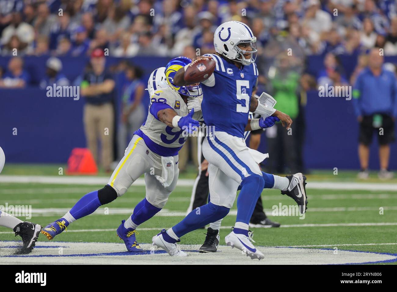 Indianapolis, IN USA; Los Angeles Rams defensive tackle Aaron Donald ... Indianapolis, IN USA; Los Angeles Rams defensive tackle Aaron Donald ...