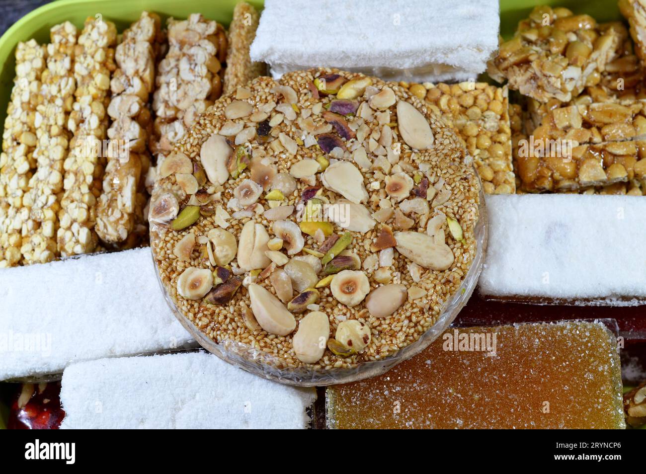collection of Eastern candy chickpeas, peanuts, sesame, creamy taffy ...