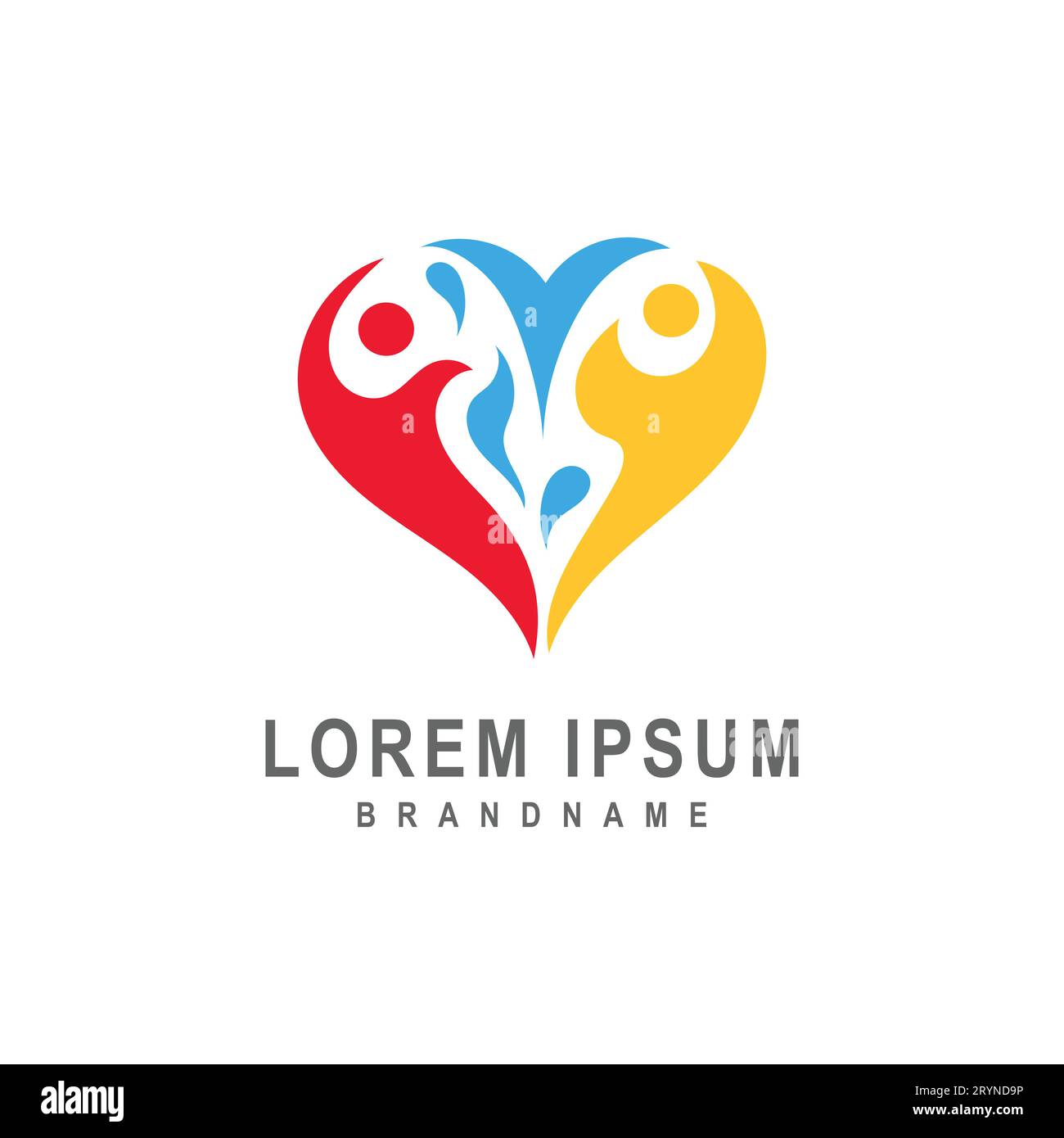 Charity Logo Community Care Logo With Heart Shape Abstract Vector Design Stock Vector Image