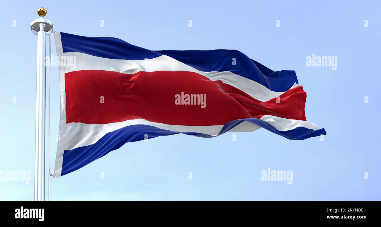 Close-up view of the Costa Rica national civil flag waving in the wind ...