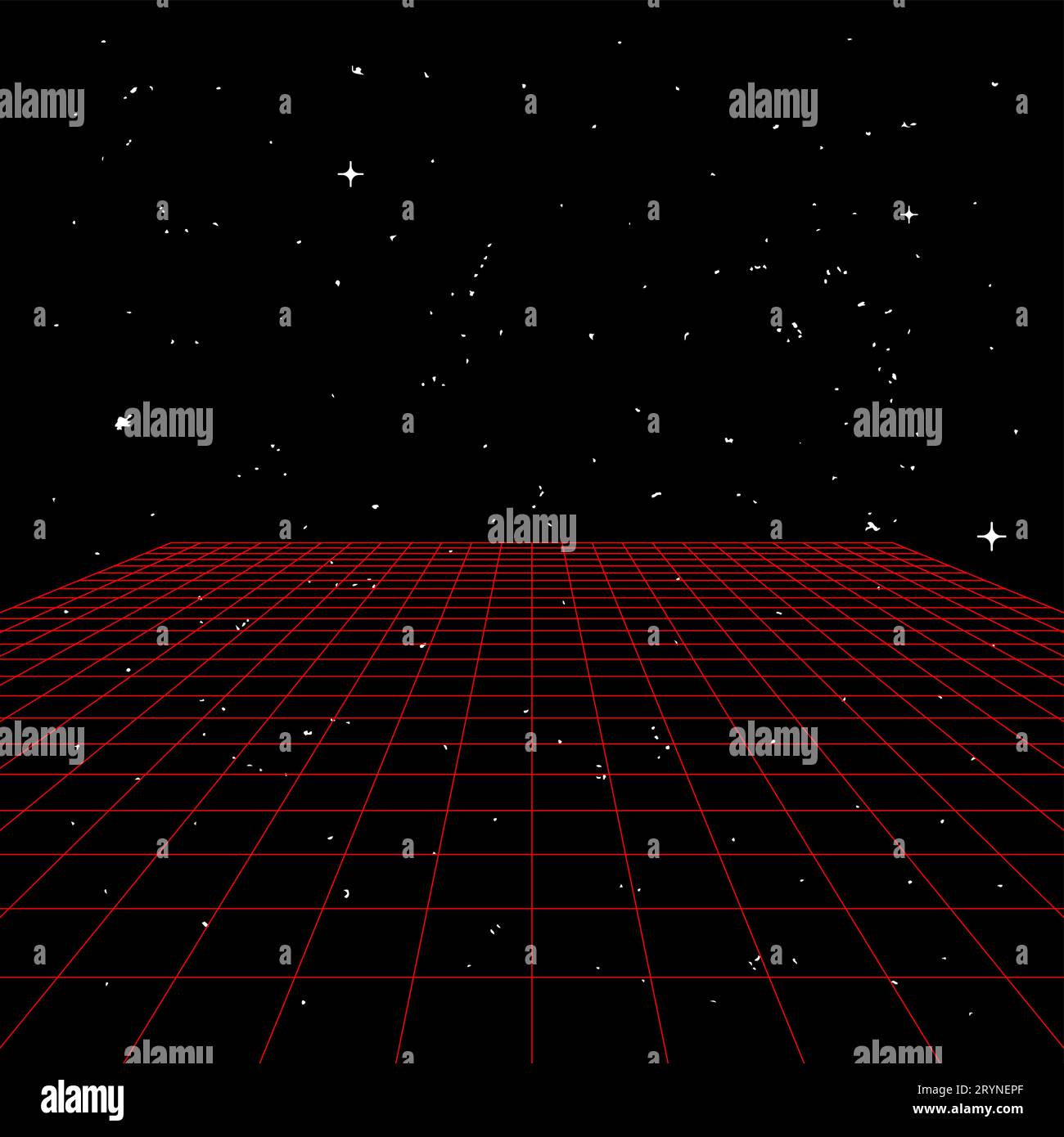 Abstract background with vintage red laser grid into the cosmos ...