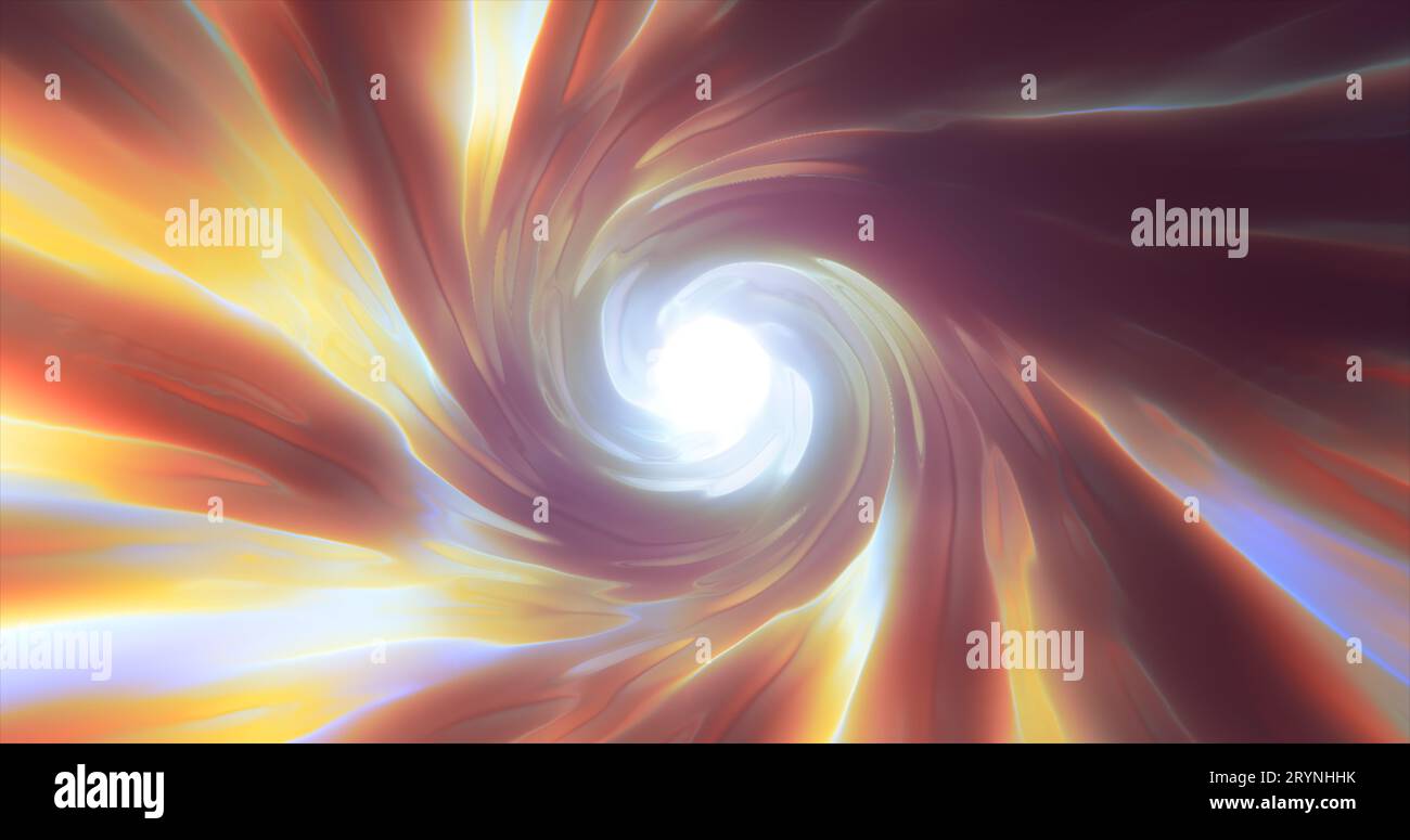 Abstract energy yellow tunnel twisted swirl of cosmic hyperspace ...