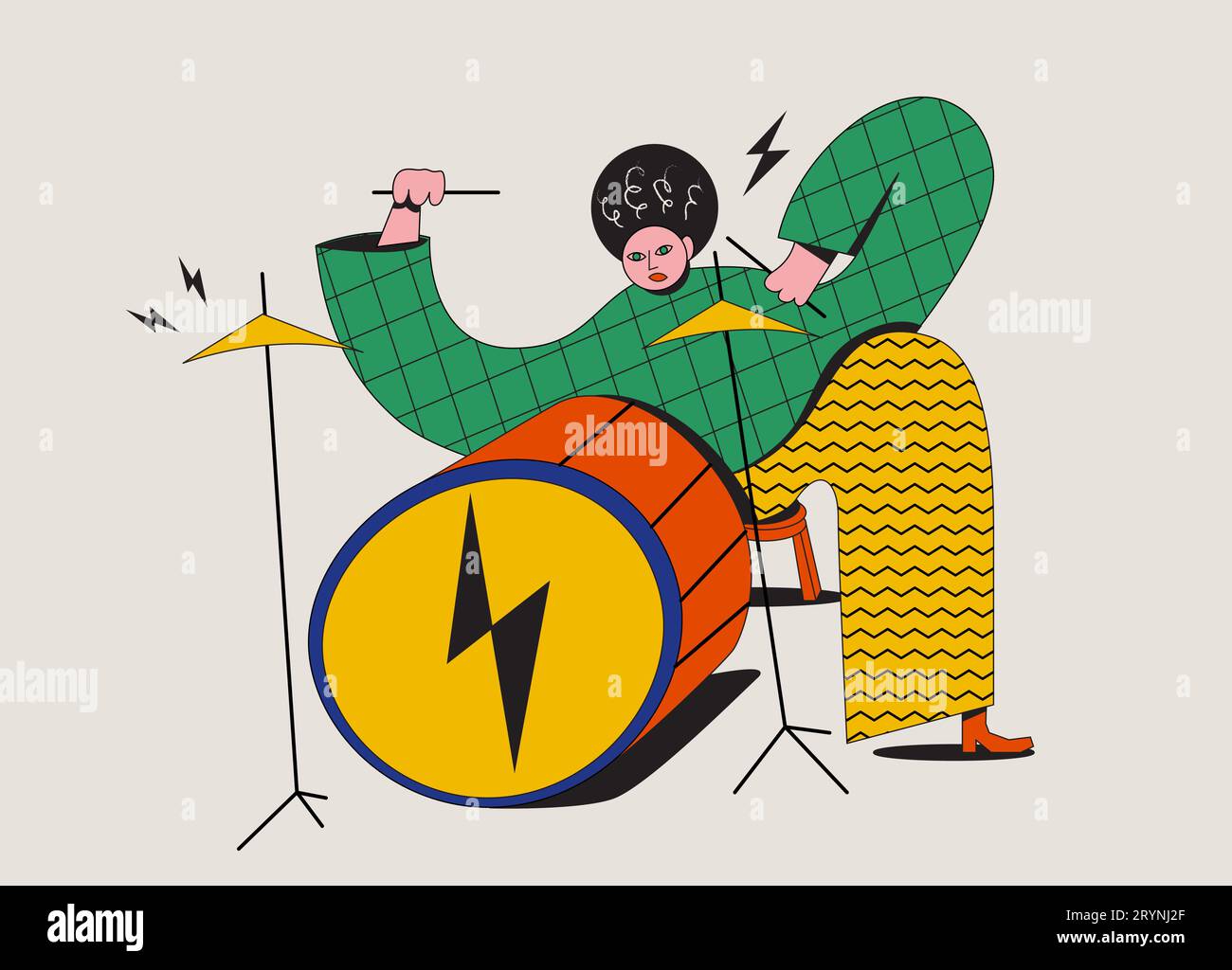 Drummer musician cartoon illustration Stock Vector Images - Alamy
