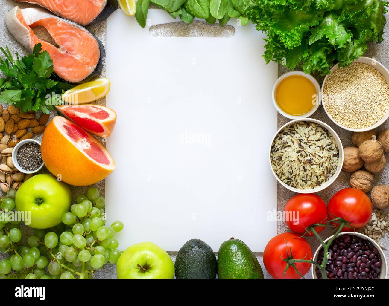 Selection of healthy food for heart, diet, detox. Fish, cereals Stock ...