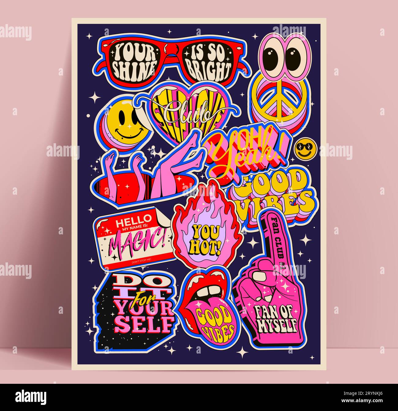 Collage of stickers Stock Vector Images - Alamy