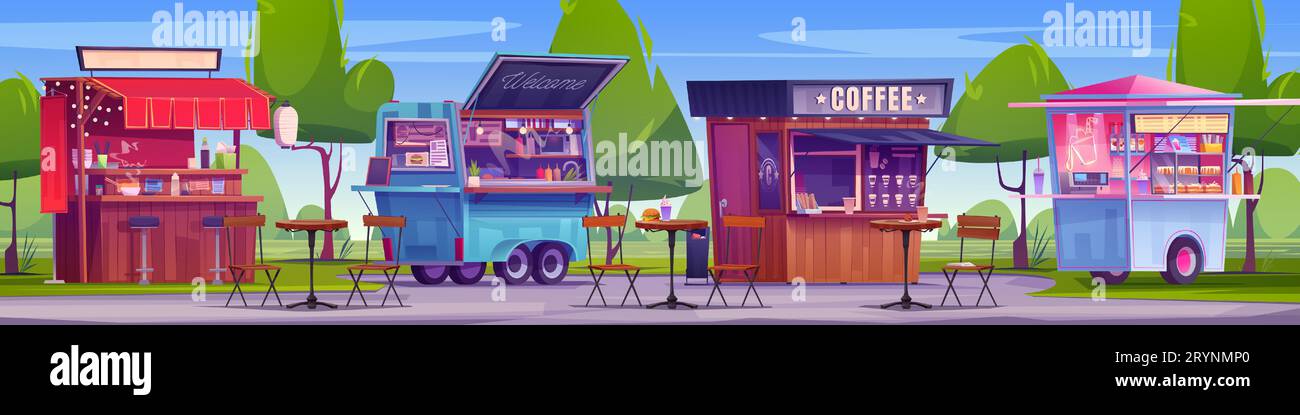Street food market stall cartoon vector. Shop booth marketplace with ...