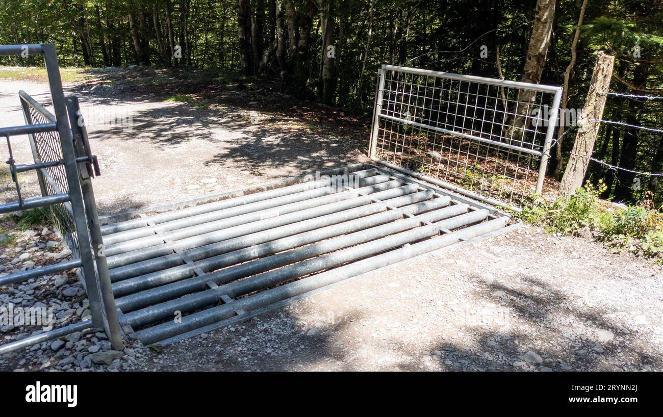 Cattle stock grid on rural road steel cattle guard to prevent animals ...
