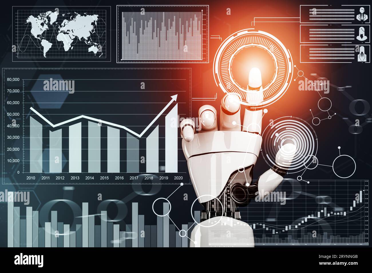 3D Rendering Futuristic robot technology development, artificial intelligence AI, and machine ...