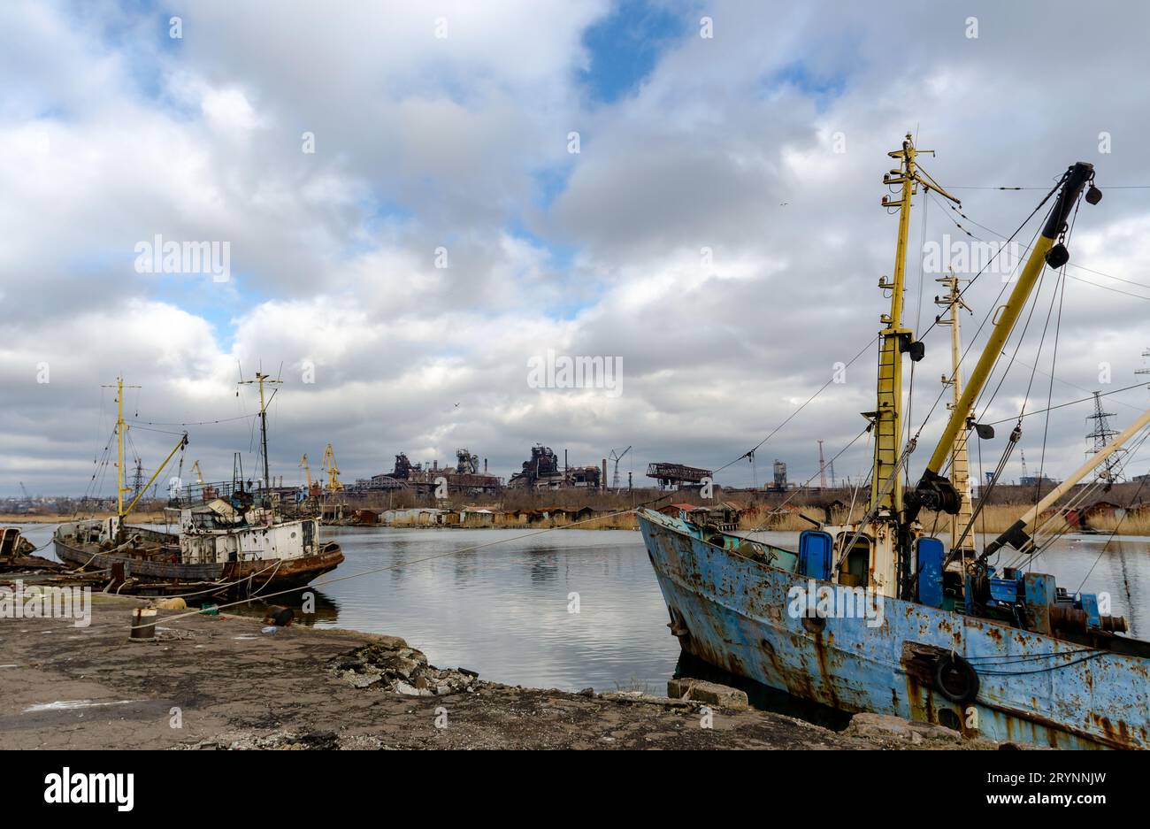 Old ship ran aground in Ukraine Stock Photo - Alamy